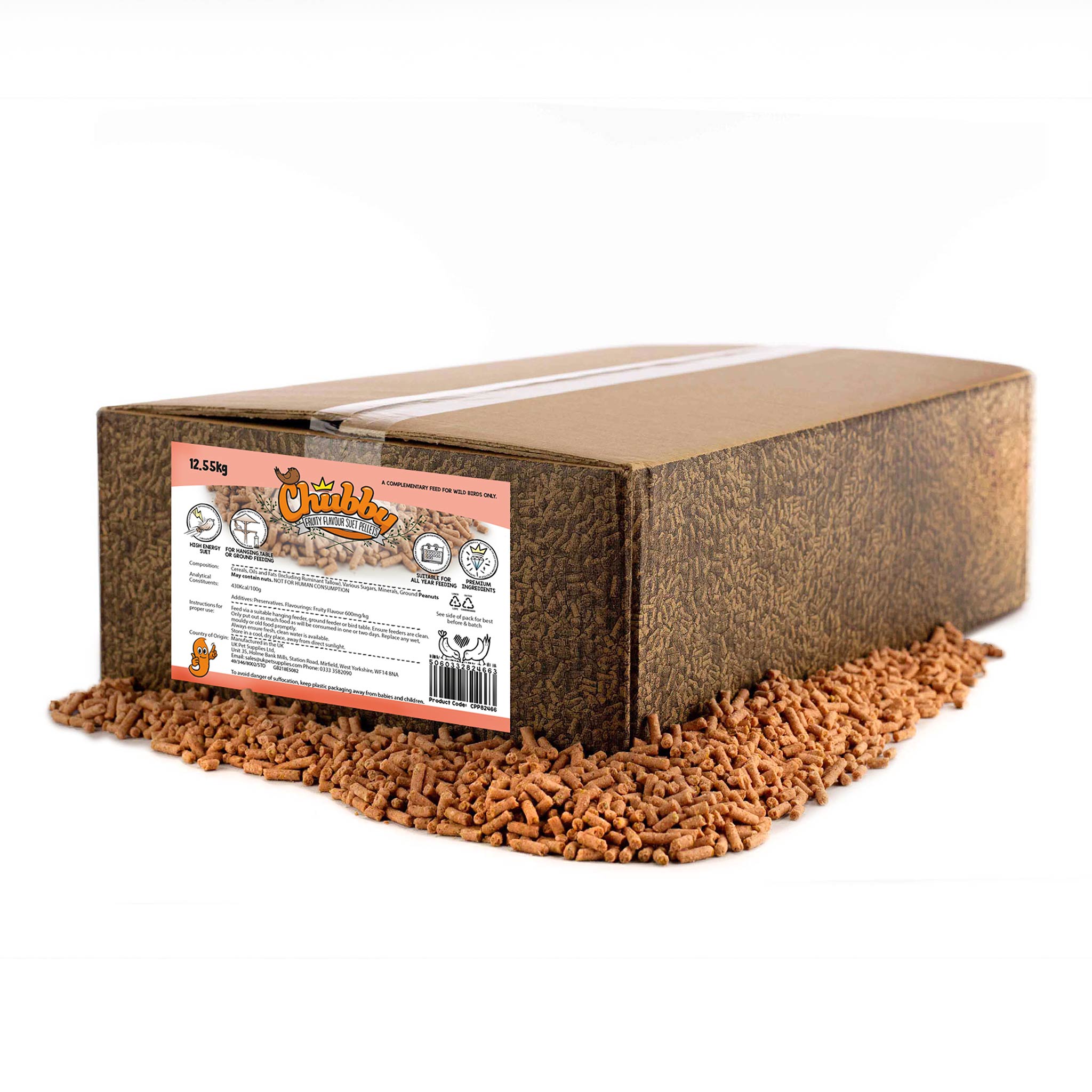 12.55Kg Fruity Chubby Suet Pellets – Chubby Mealworms UK
